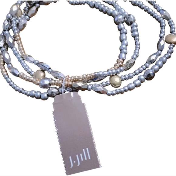 J. Jill | Jewelry | Nwt J Jill Silver Gold Beaded Multi Strand Bracelet ...